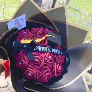 Red Rose Graduation Flower Bouquet Personalized Graduation Gift - Etsy
