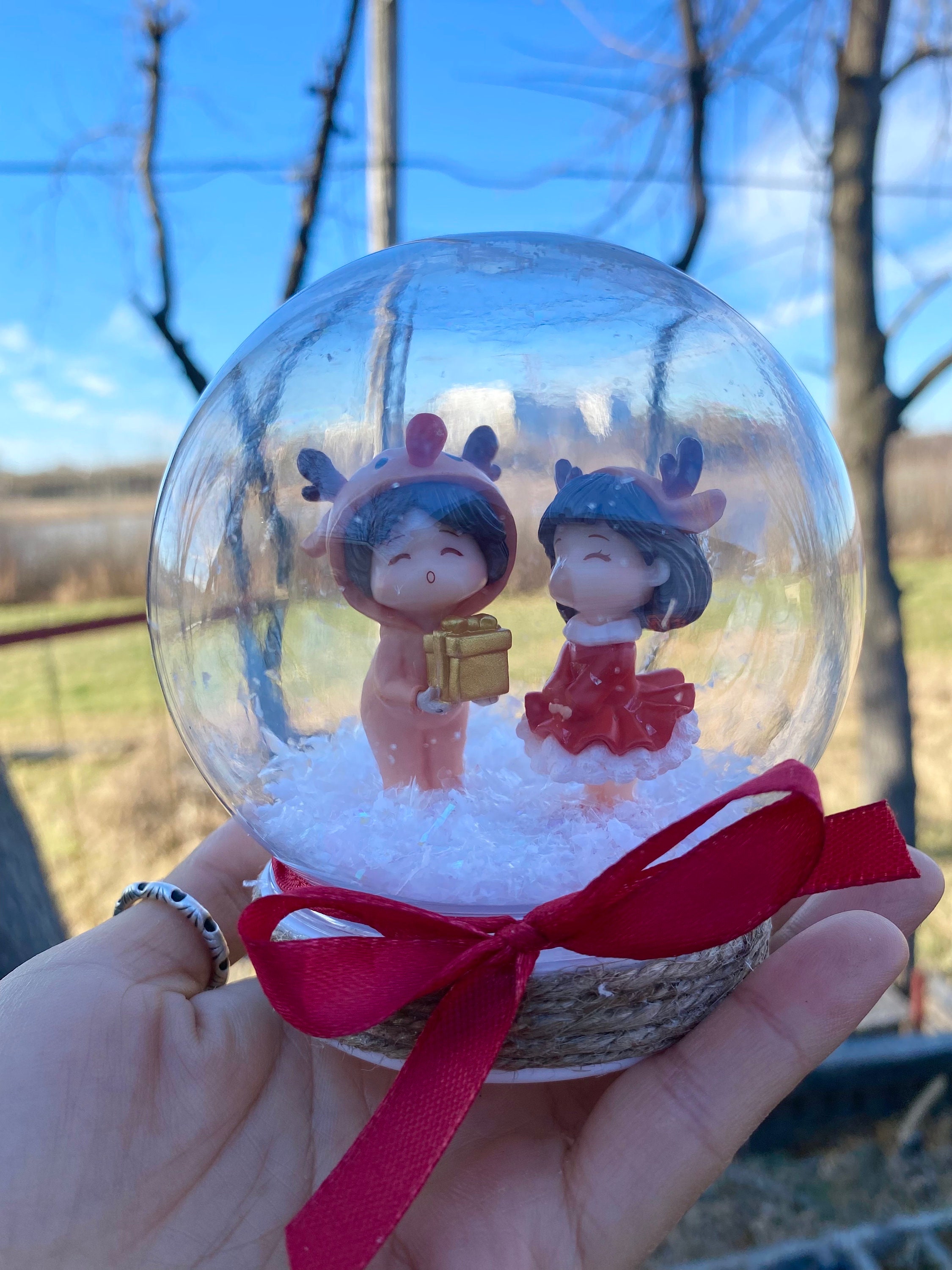 Christmas Couple Snow Globe Gift Romantic 1 Christmas Anniversary Gift ...