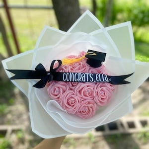 Personalize Pink Rose Graduation Flower Bouquet Graduation Gift - Etsy