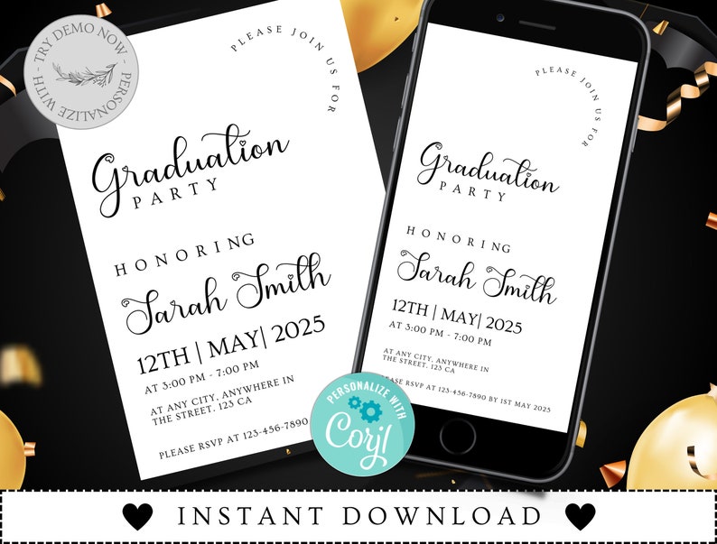 Graduation Party Invitation Template Printable Graduation - Etsy