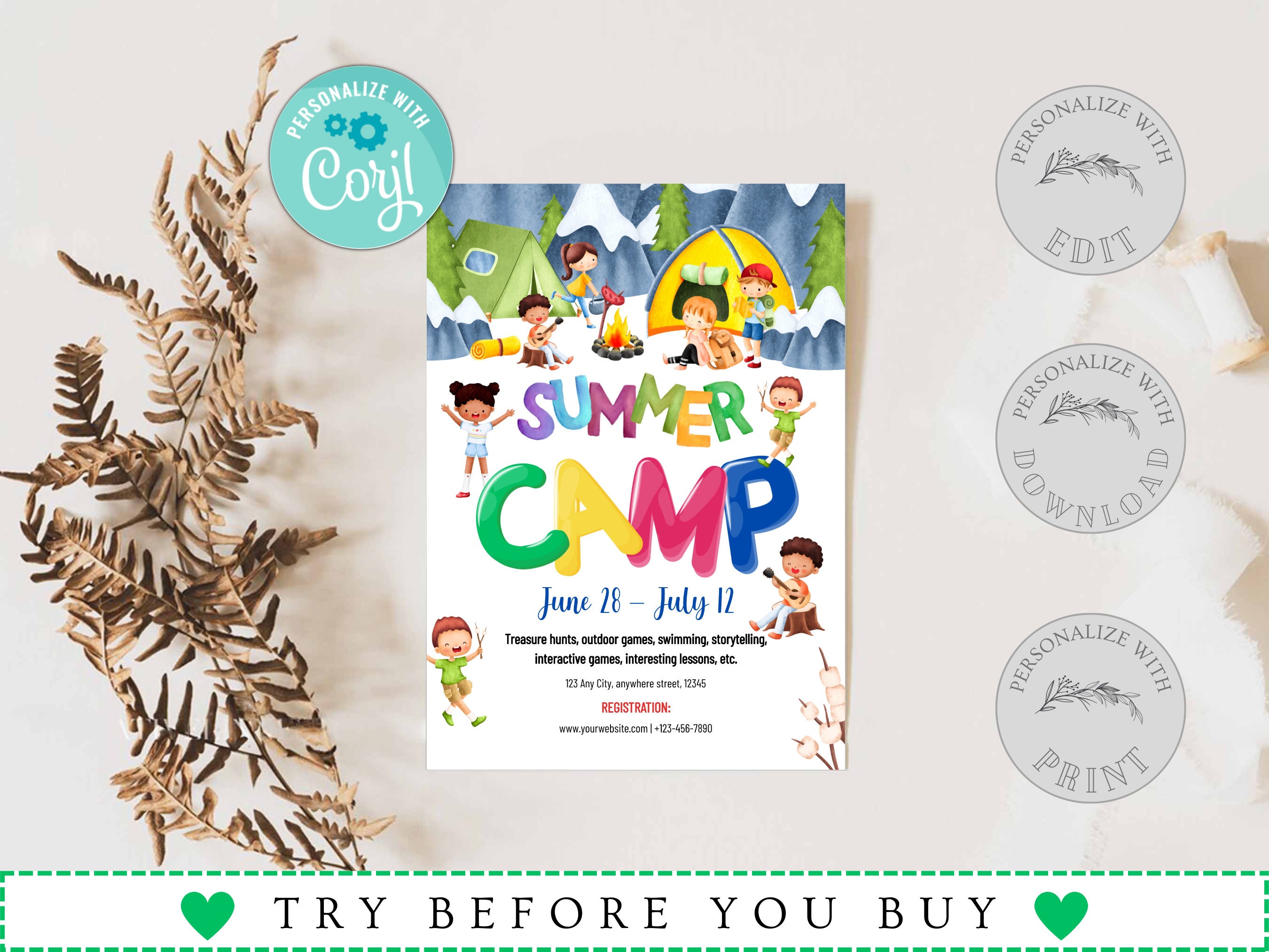 Summer Camp Flyer Template, Kids Summer Camp Flyer, Summer Camp ...