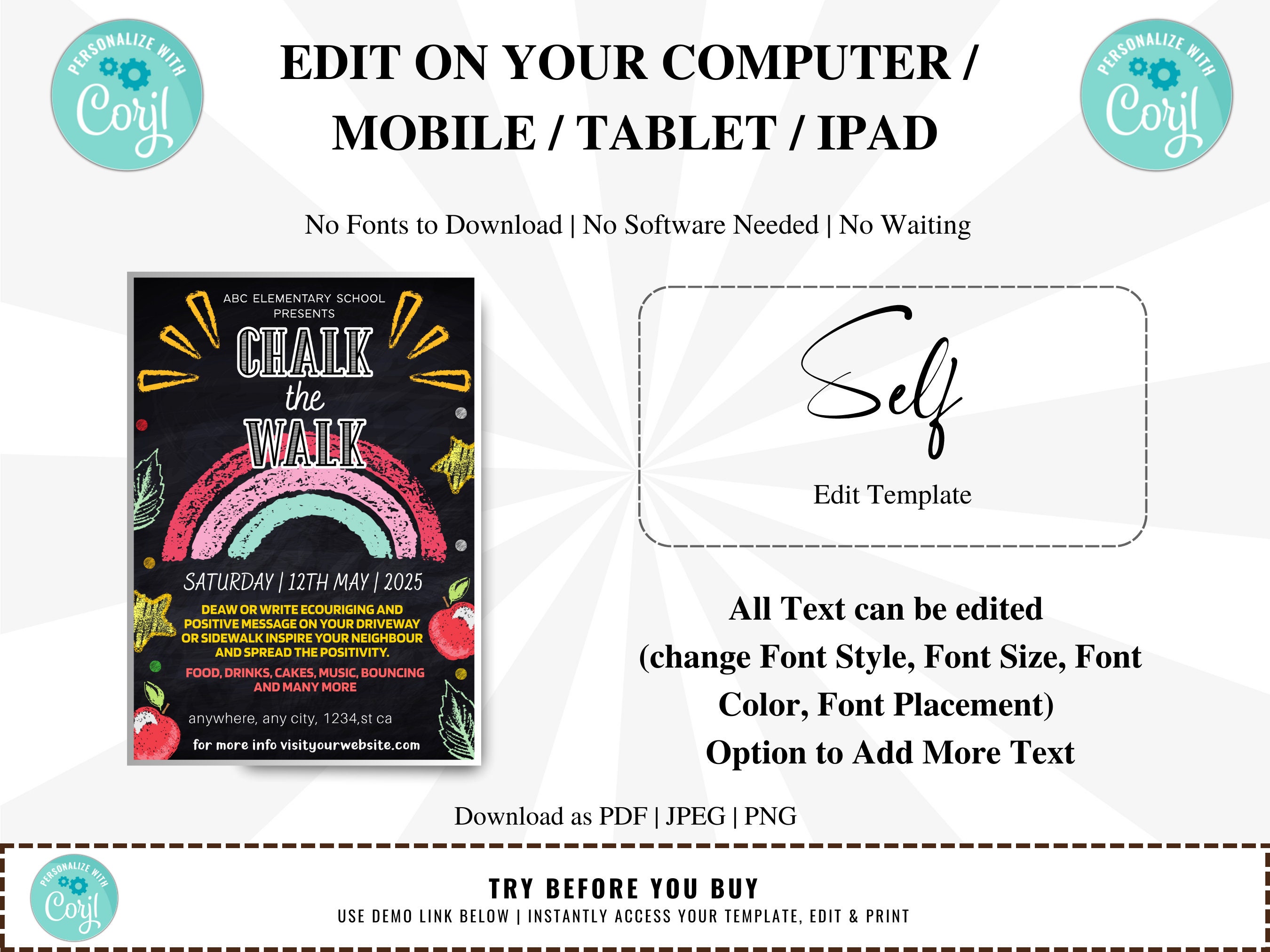 Chalk the Walk Flyer, School Flyer, Elementary School Pto, Pta Flyer ...