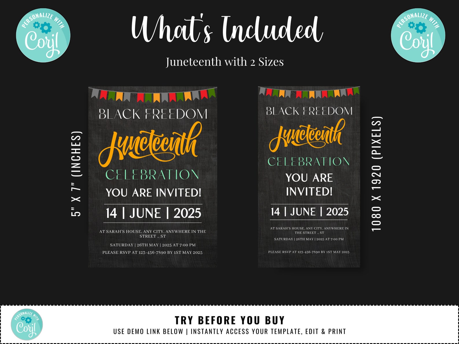 Printable Juneteenth Celebration Invitation, Editable Juneteenth Event ...