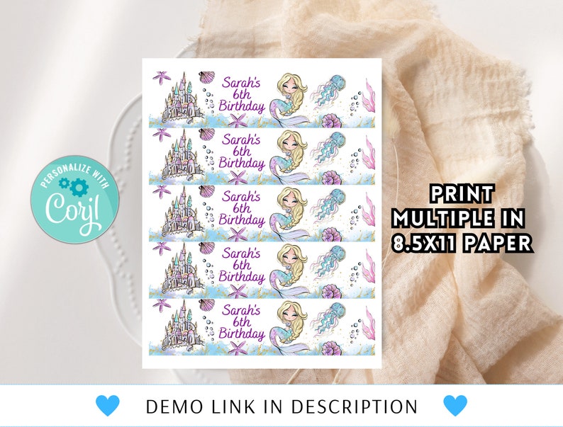 Editable Mermaid Birthday Water Bottle Label, Mermaids Bottle Label ...