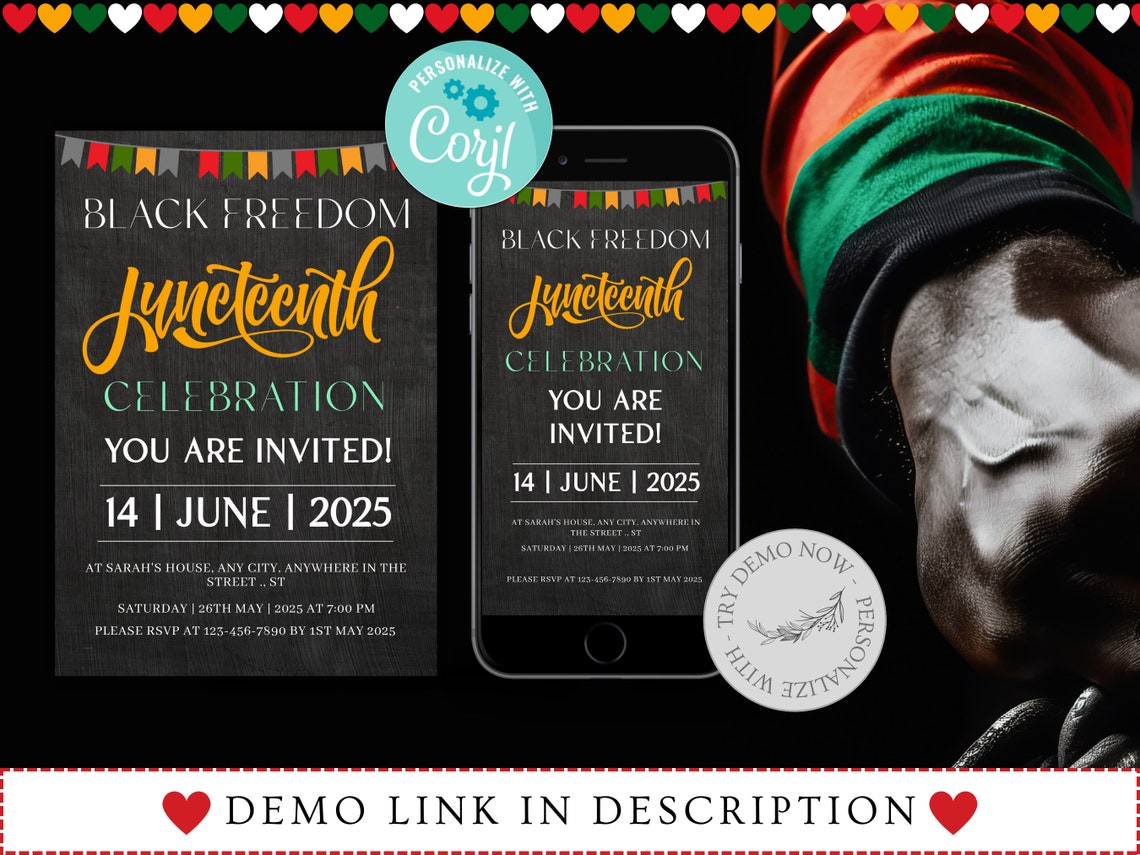 Printable Juneteenth Celebration Invitation, Editable Juneteenth Event ...