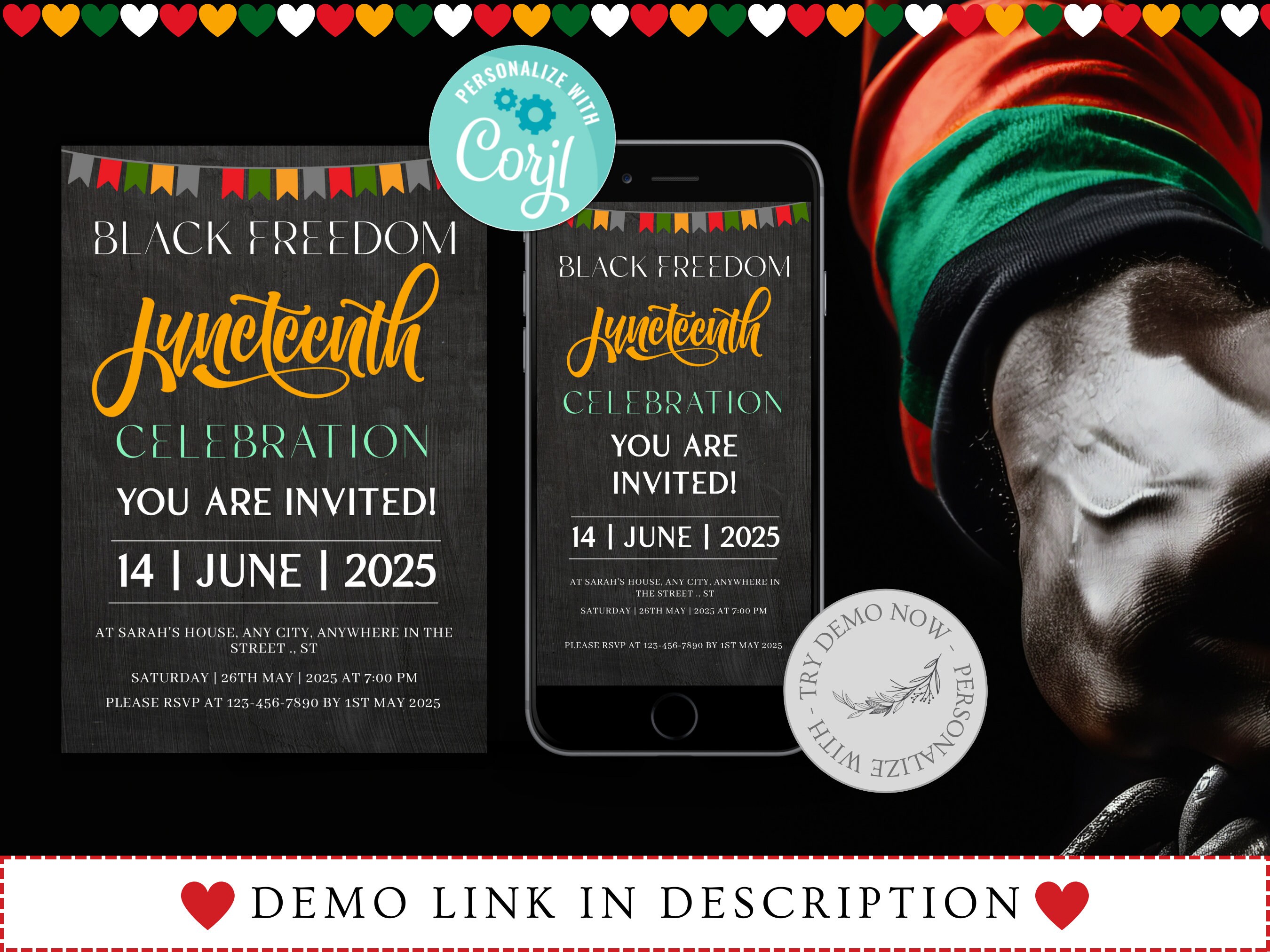 Printable Juneteenth Celebration Invitation, Editable Juneteenth Event ...