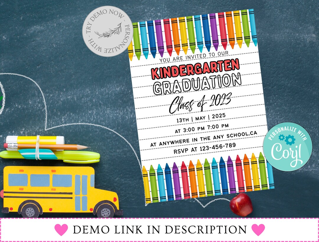 Kindergarten Graduation Invitation, Editable Kindergarten Graduation ...