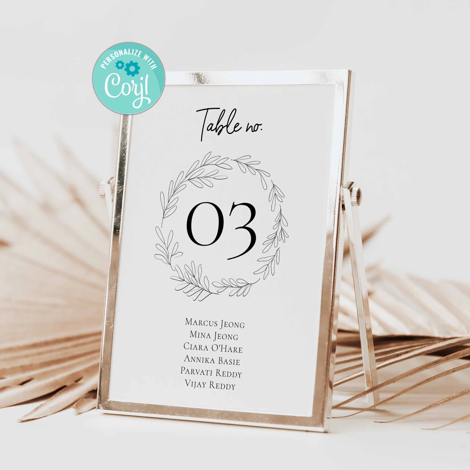 Wedding Seating Chart Cards Template | Printable Table Numbers | Corjl ...