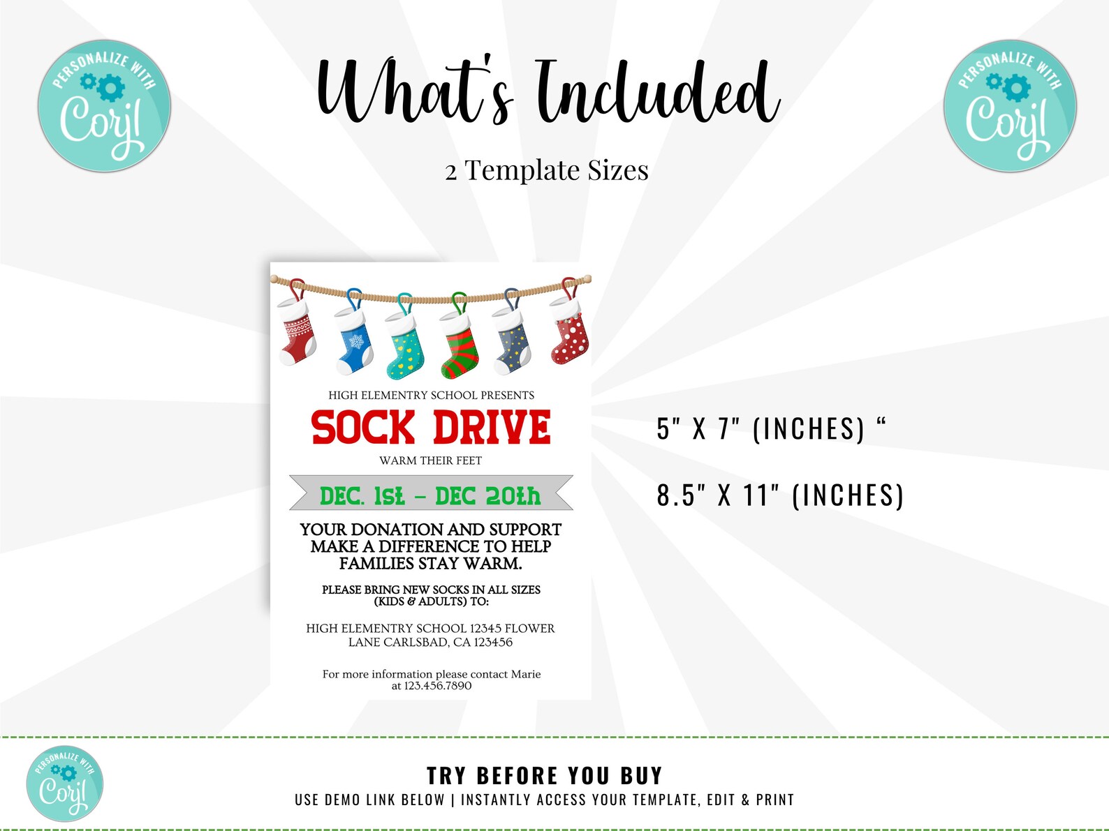 Winter Sock Drive Flyer Template, Sock Drive, Nonprofit Charity ...