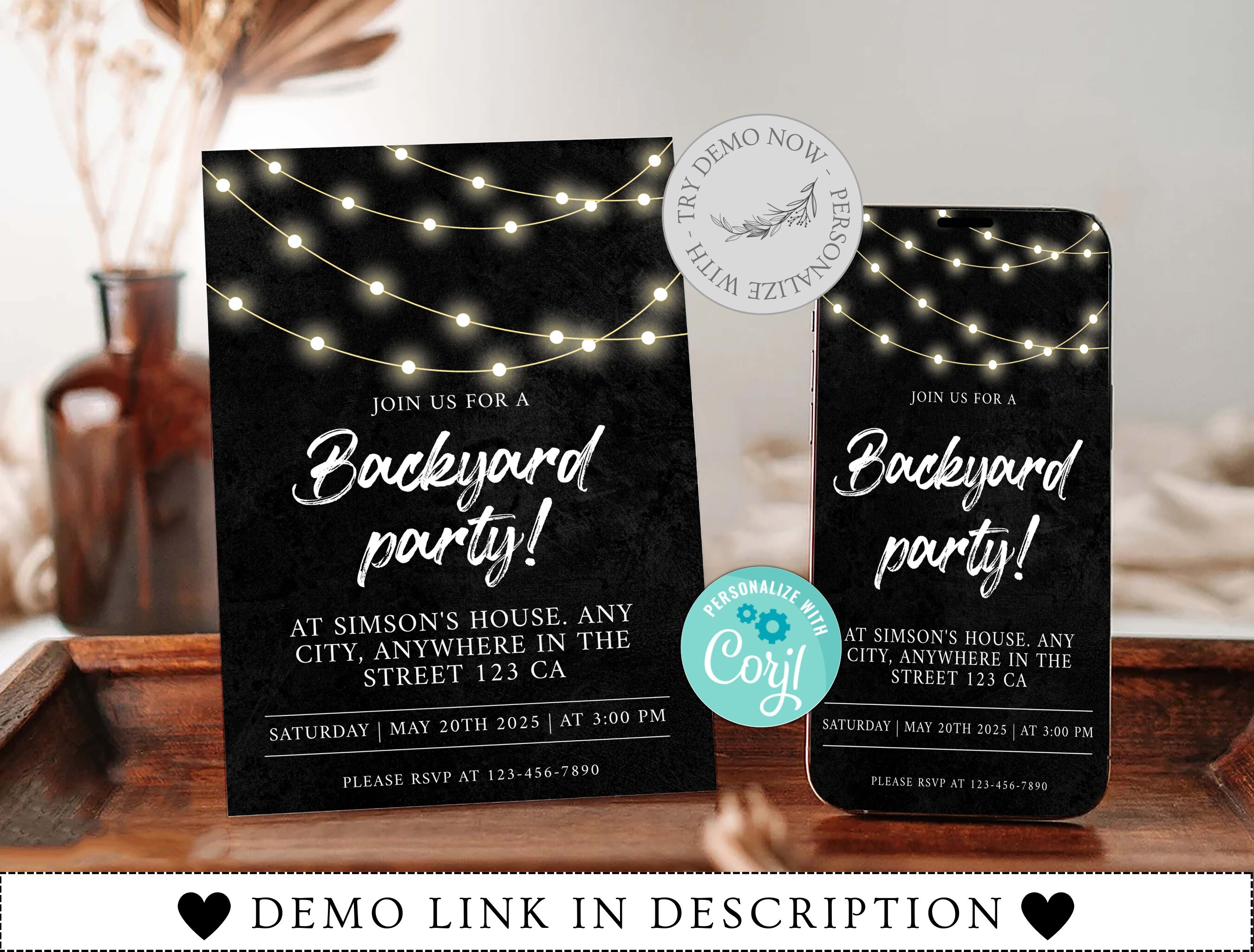 Backyard Party Invitation Template, BBQ Party Invitation, Bonfire ...