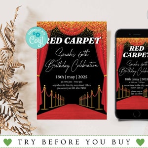 Red Carpet Birthday Invitation, Red Carpet Event Invitation, Red Carpet ...