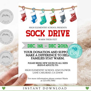 Winter Sock Drive Flyer Template, Sock Drive, Nonprofit Charity ...