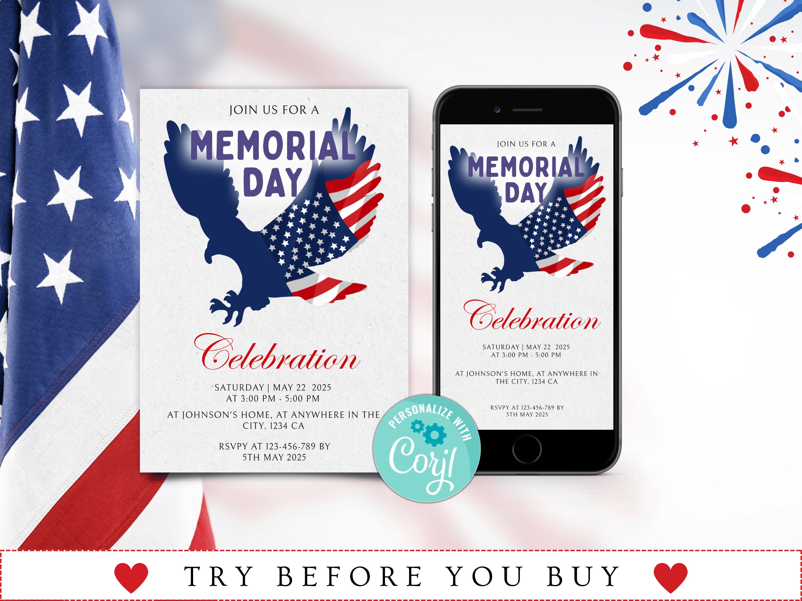 Memorial Day Invitation Memorial Day Invite Memorial Day - Etsy