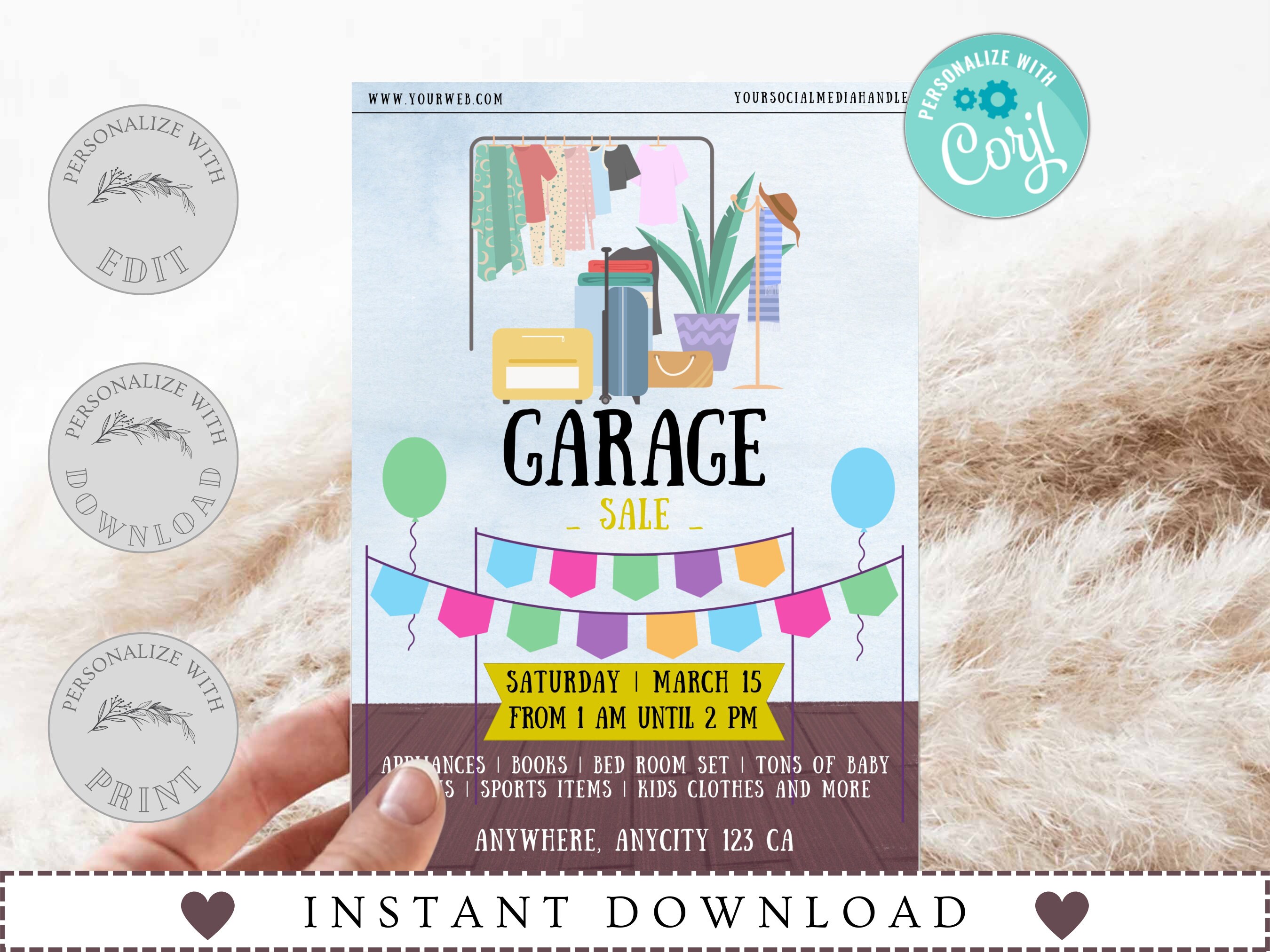 Garage Sale Flyer Template, Garage Sale Flyer, Yard Sale Flyer, Garage ...