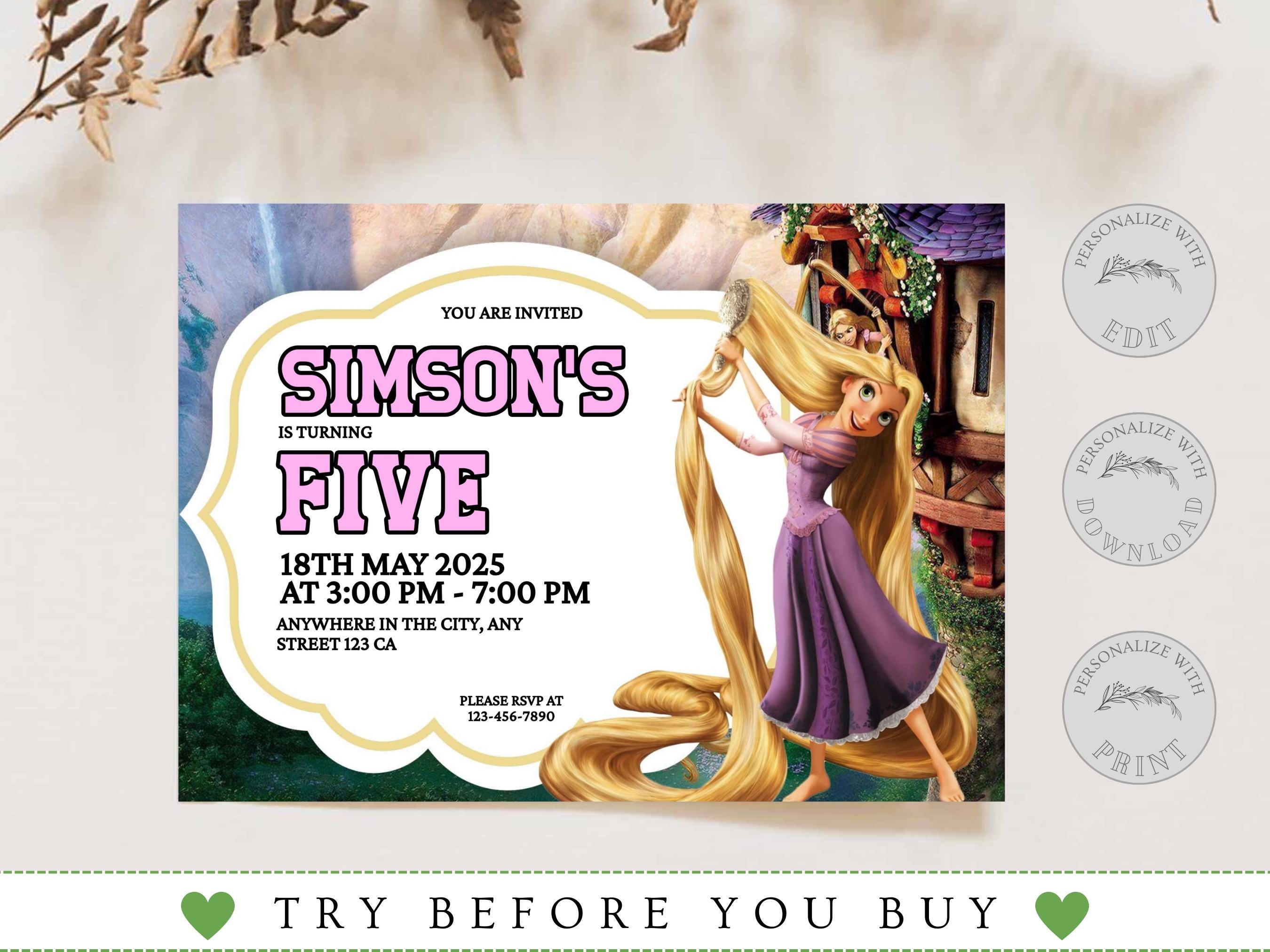 Tangled Birthday Invitation, Princess Birthday Invitation, Diy Birthday ...