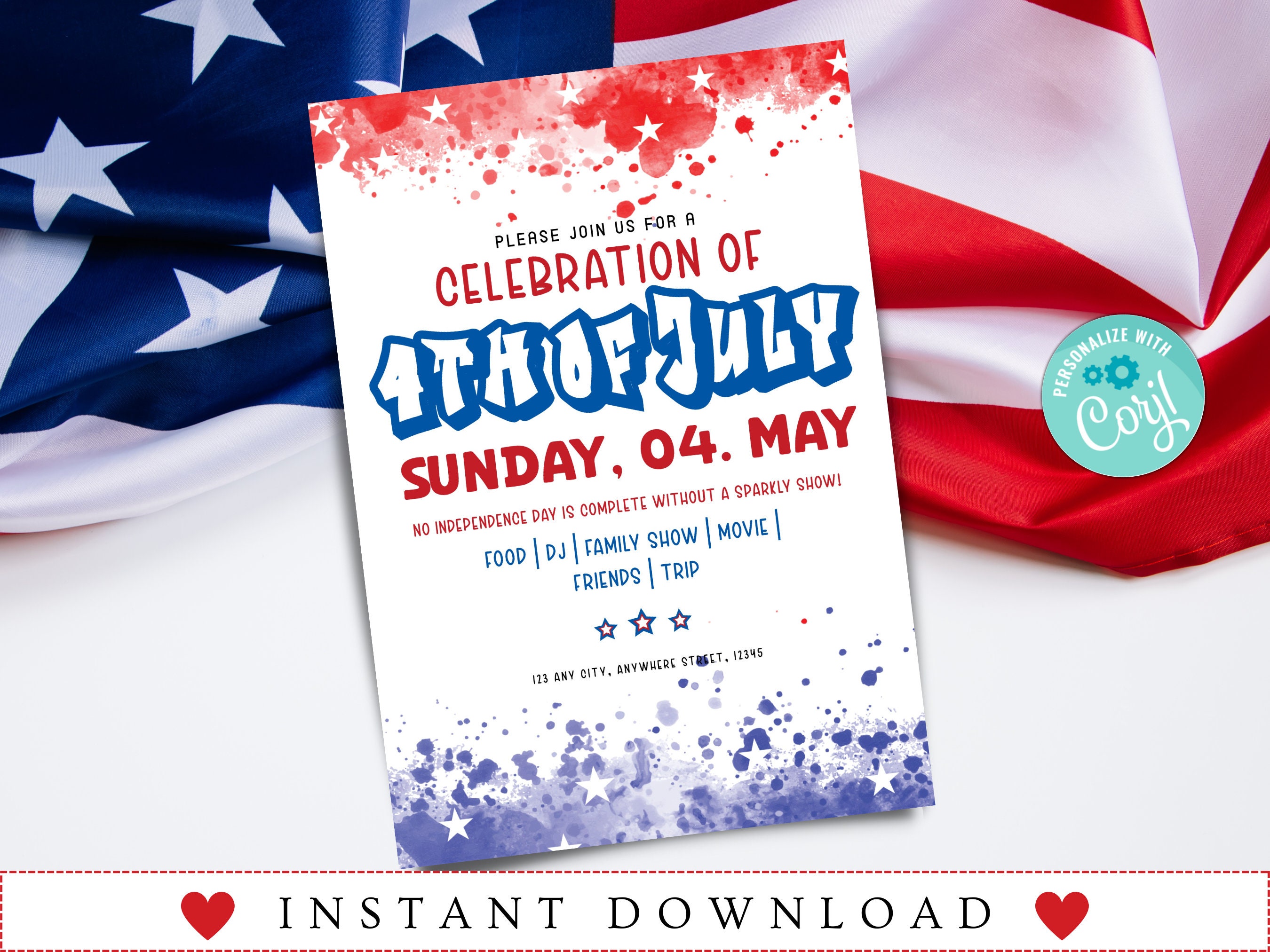 EDITABLE 4th of July Invitation Template Printable Fourth of - Etsy