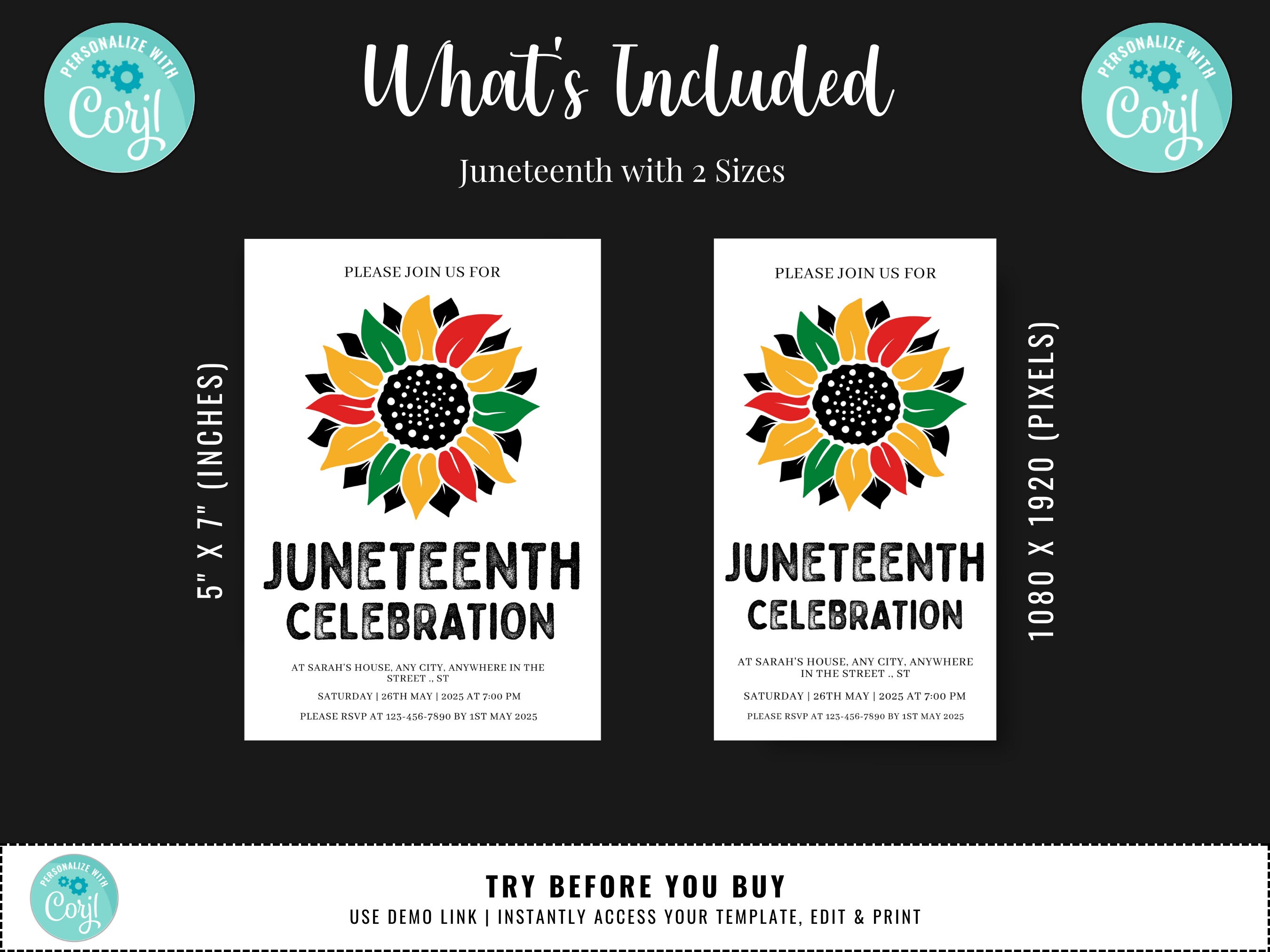 Juneteenth Celebration Digital Editable Template, Juneteenth Party ...