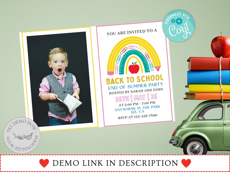 Editable Back to School Party Invitation, End of Summer Party ...