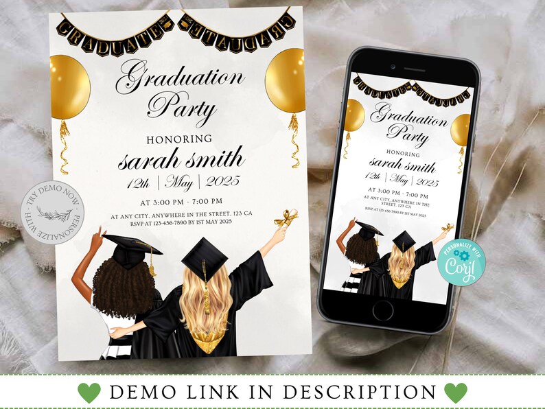 Graduation Party Invitation, Graduation Invitation Template, High ...