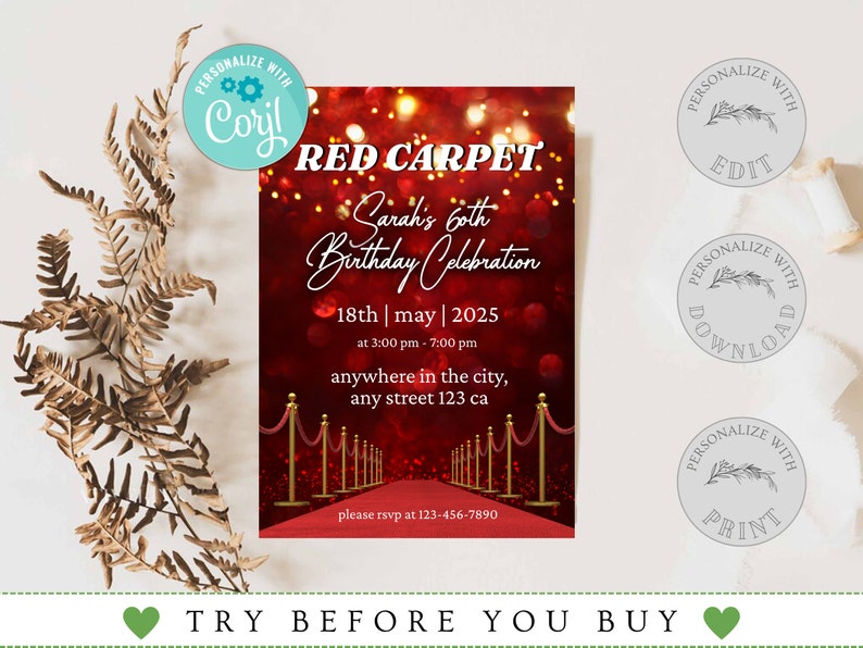 Red Carpet Event Invitations, Red Carpet Birthday Invitations ...
