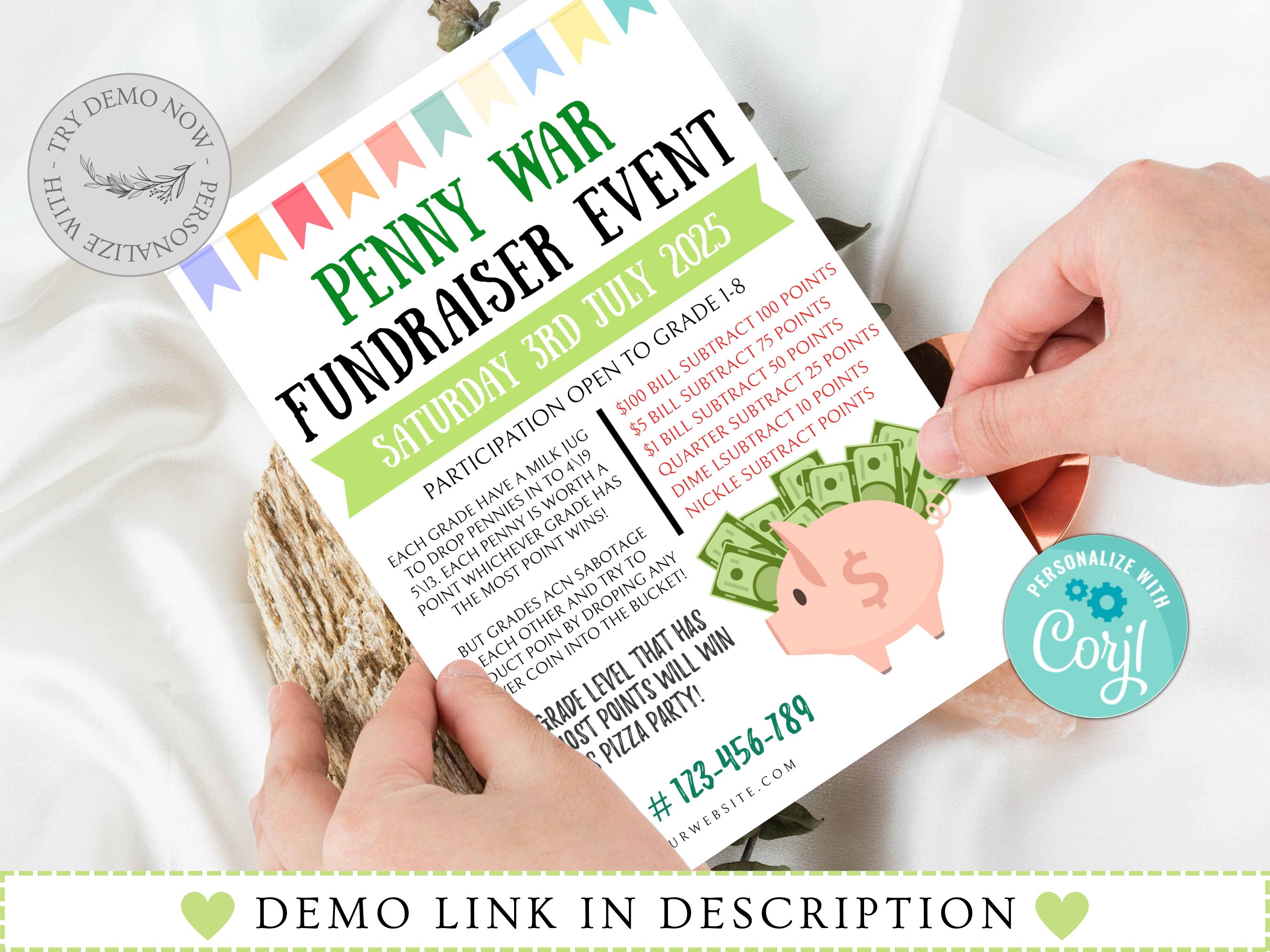Penny War Fundraiser Flyer, Printable School Fundraiser Event ...