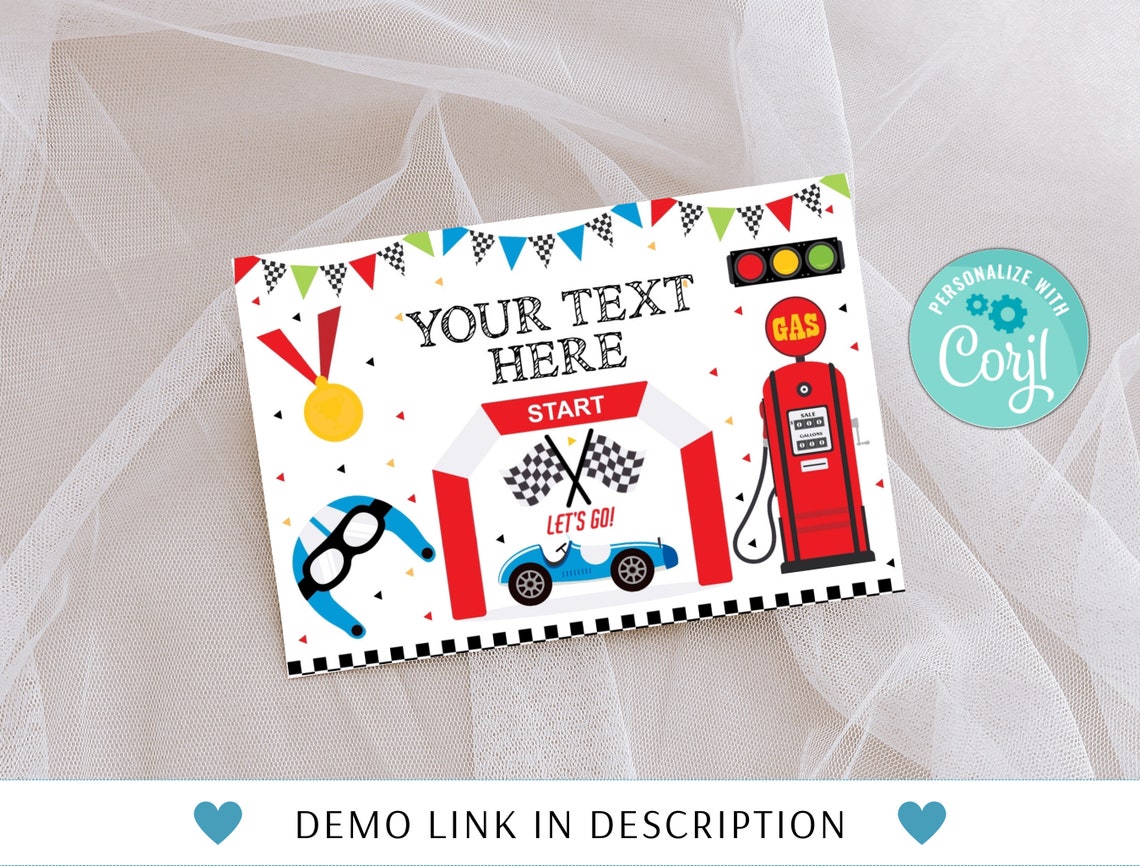 Editable Race Car Food Tags, Racecar Party, Buffet Racing Car, Tent ...