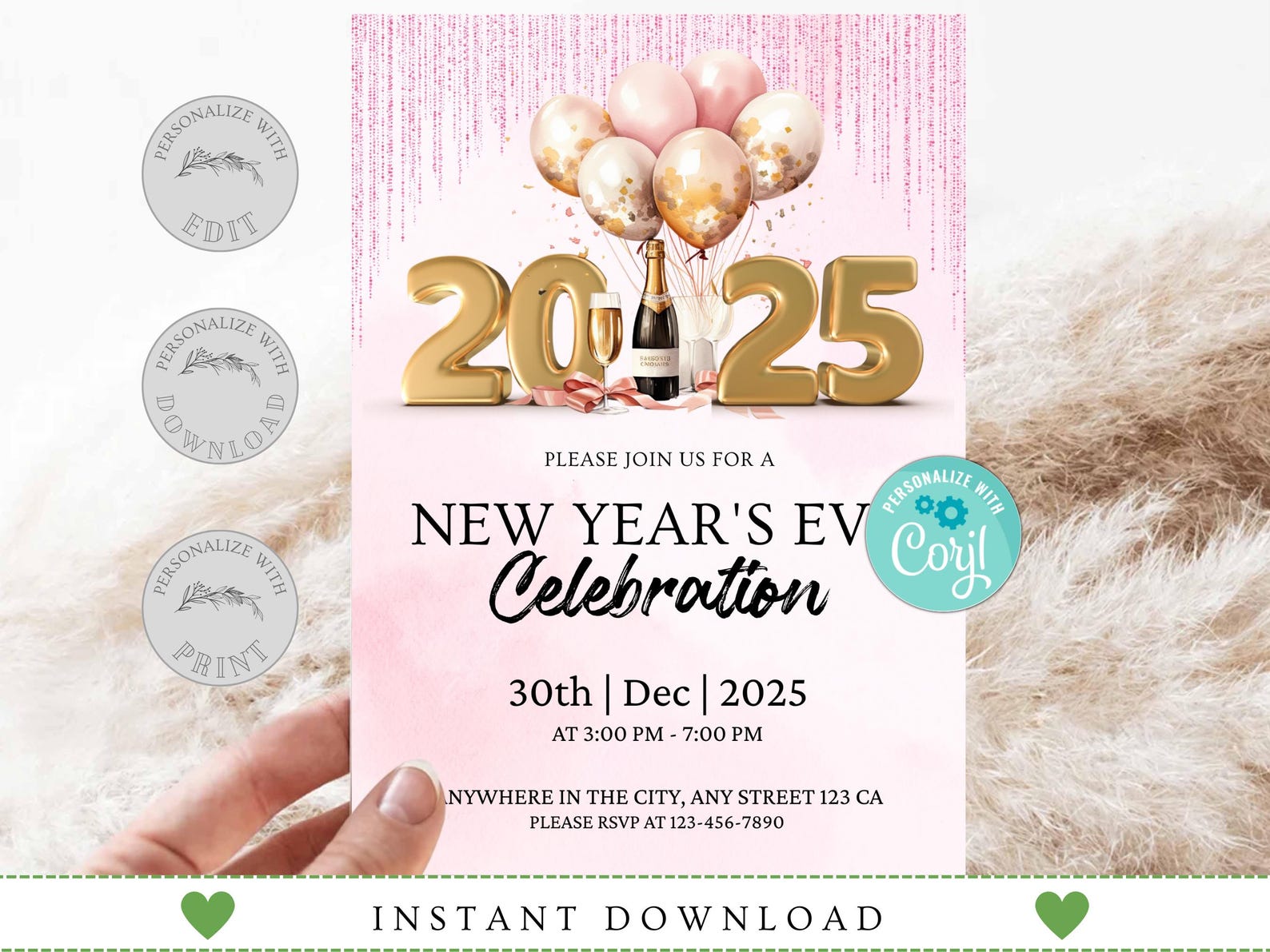 2025 New Year's Eve Party Invitation, New Years Eve Celebration ...