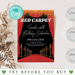 Red Carpet Birthday Invitation, Red Carpet Event Invitation, Red Carpet ...