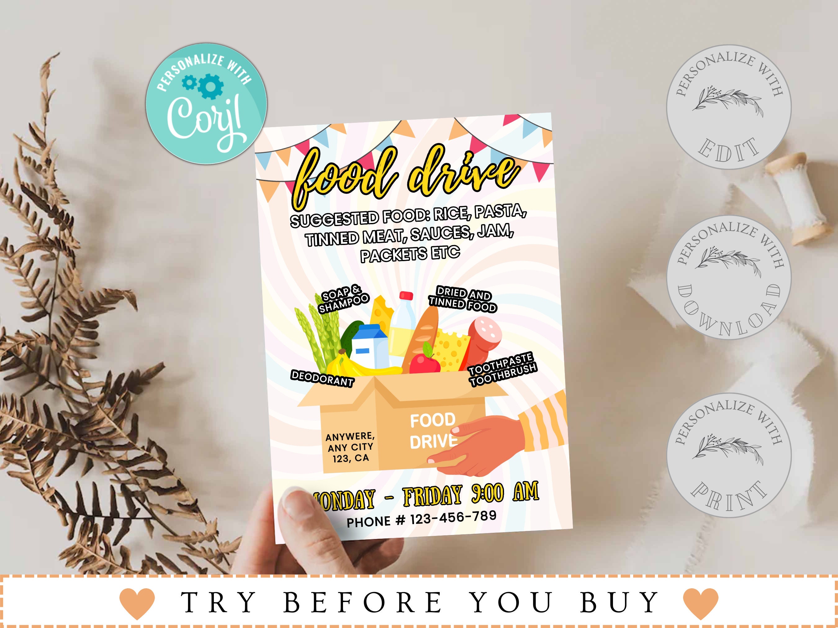 Editable Food Drive Flyer Template, Homeless Drive Flyer, Food Flyer ...