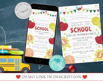 EDITABLE End of School Party Invitation Printable Digital - Etsy