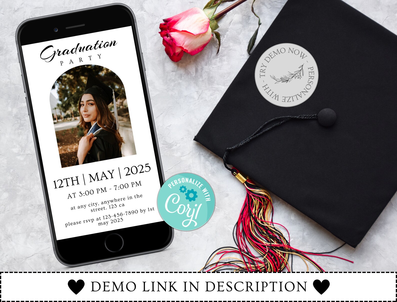 Editable Graduation Party Invitation Template With Photos for Instant ...