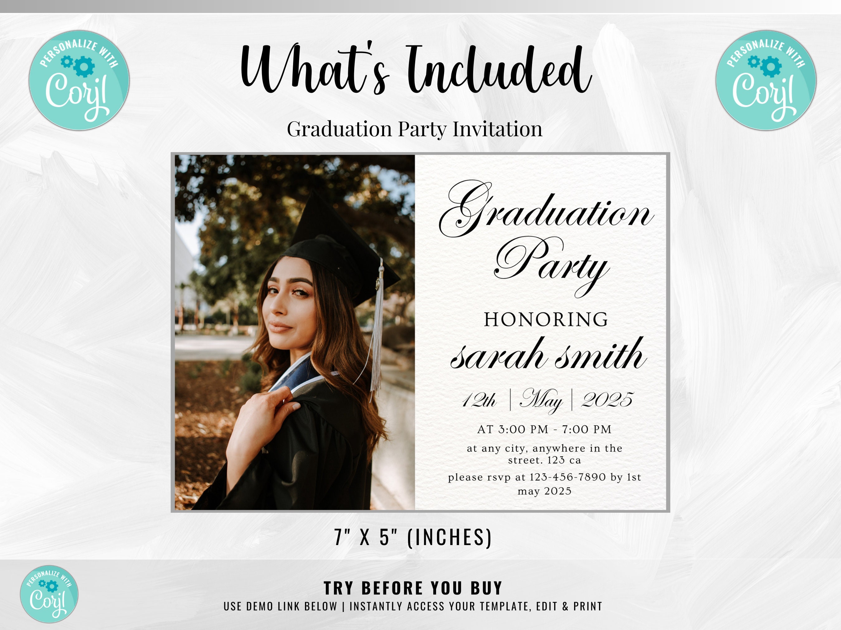 Graduation Invitation Template, Printable Editable Electronic ...