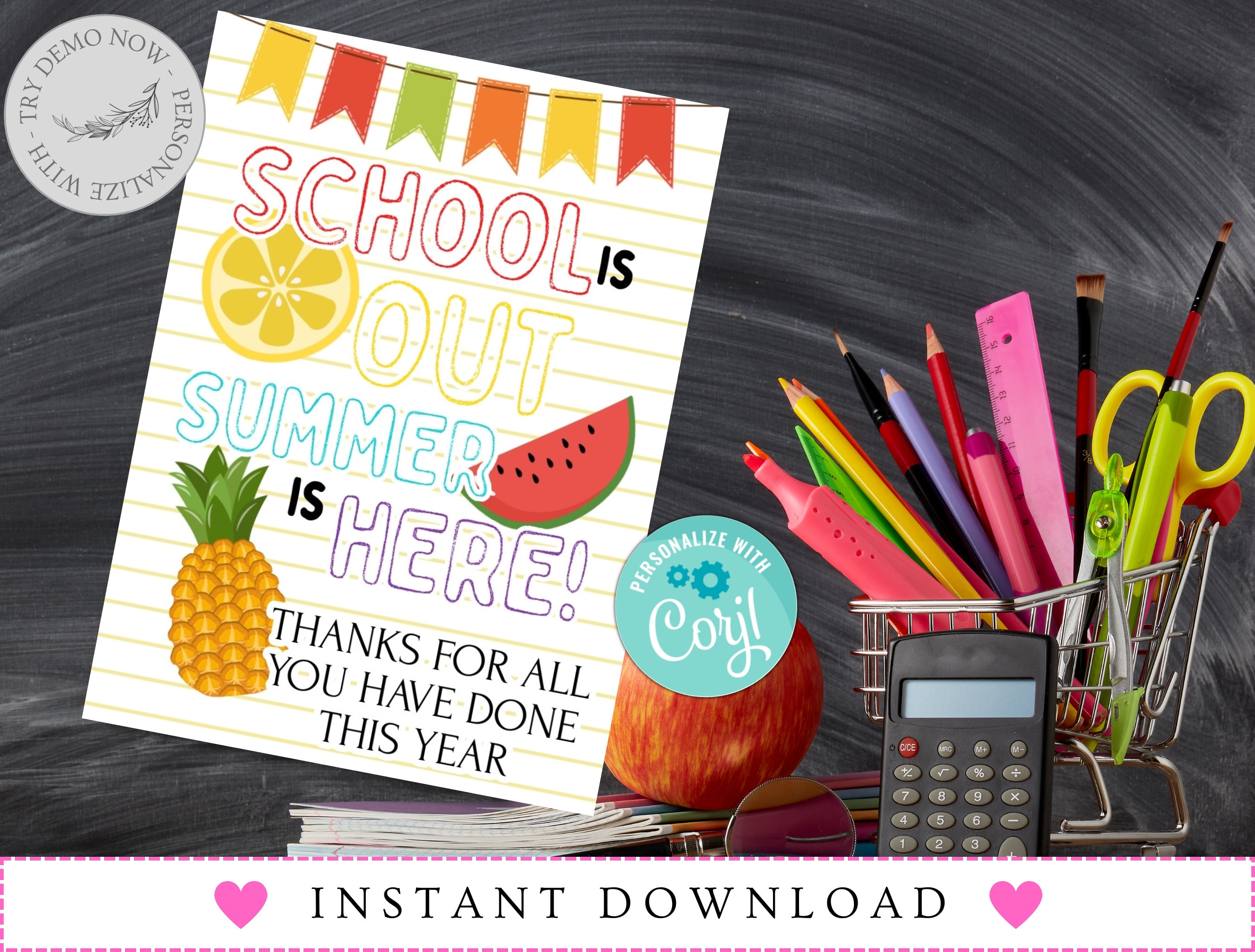 School is Out Summer is Here Thank You Gift Tag, Teacher Appreciation ...