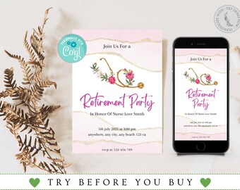 Editable Nurse Retirement Invitation Template, Nurse Retirement Party ...