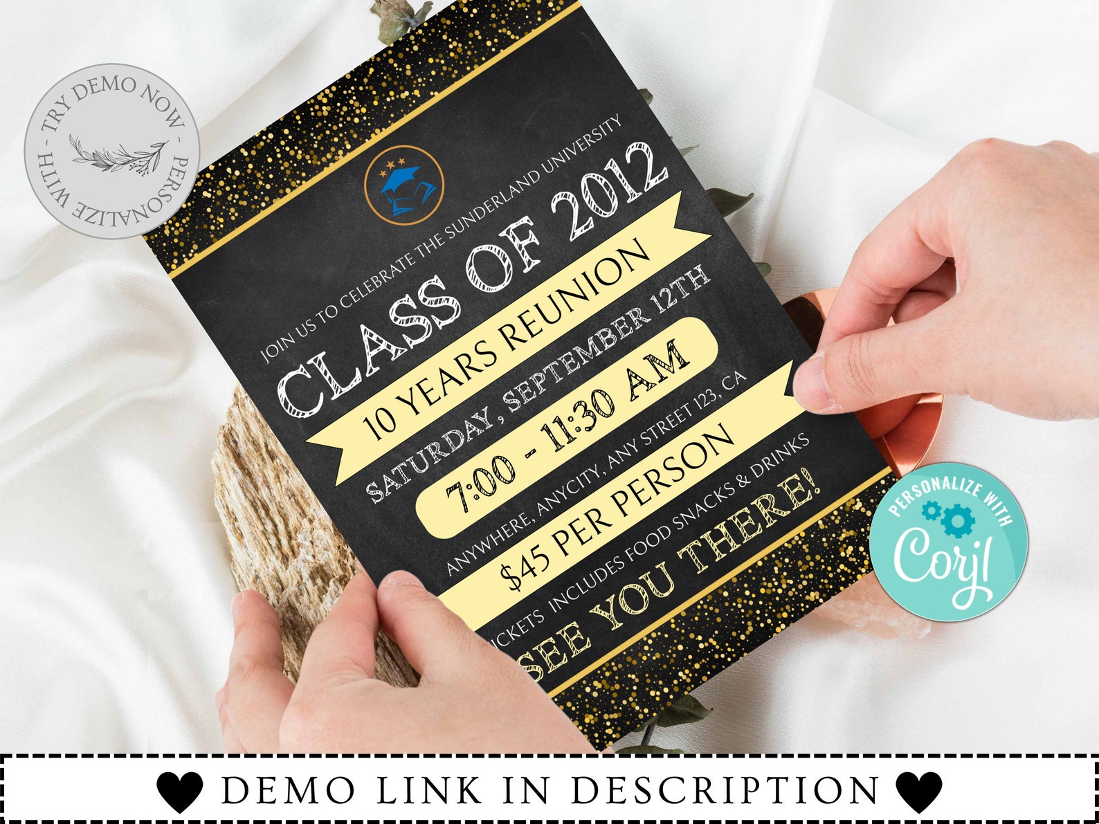 Editable and Printable College or High School Reunion Invitation Flyer ...