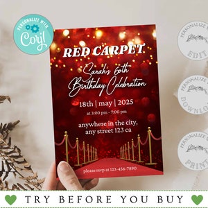 Red Carpet Event Invitations, Red Carpet Birthday Invitations ...
