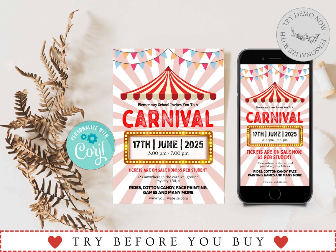 Editable Carnival Flyer Template, Fair Event, Digital Download ...