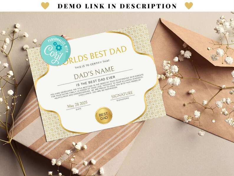World's Best Dad Certificate Award Best Dad Ever - Etsy