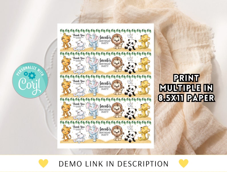 Editable Safari Water Bottle Label, Safari Label, Safari Animals Water ...