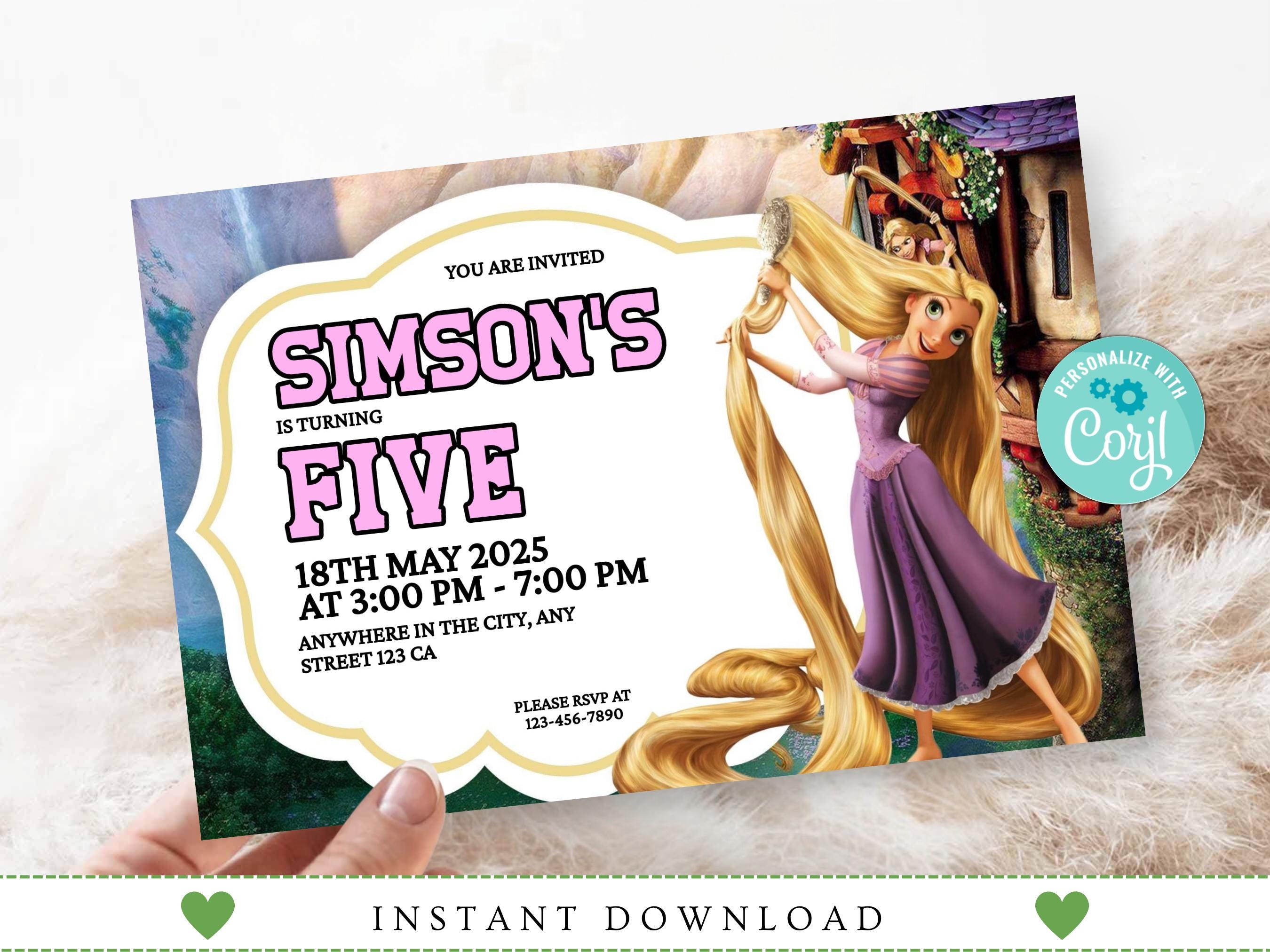 Tangled Birthday Invitation, Princess Birthday Invitation, Diy Birthday ...