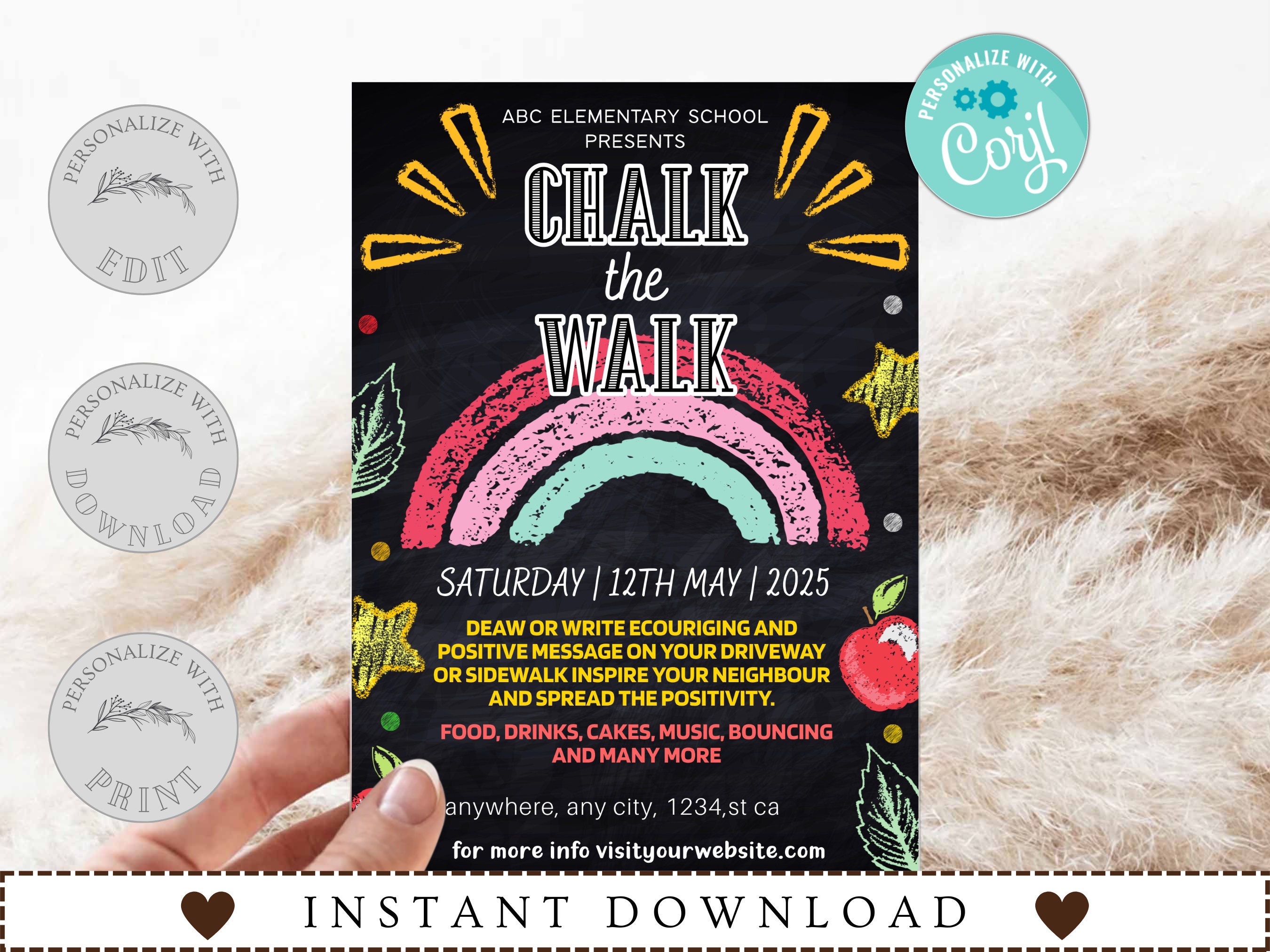 Chalk the Walk Flyer, School Flyer, Elementary School Pto, Pta Flyer ...