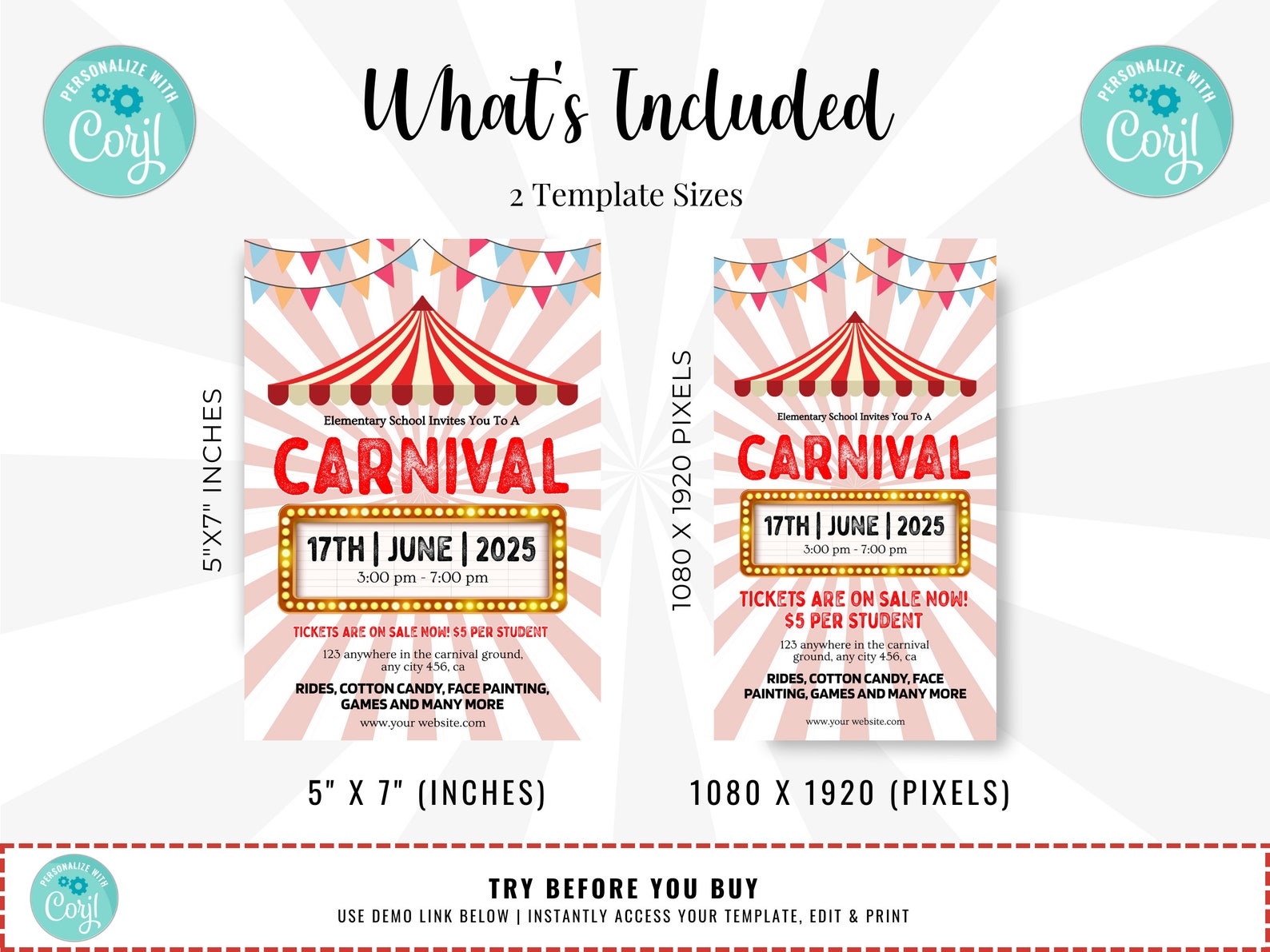 Editable Carnival Flyer Template, Fair Event, Digital Download ...