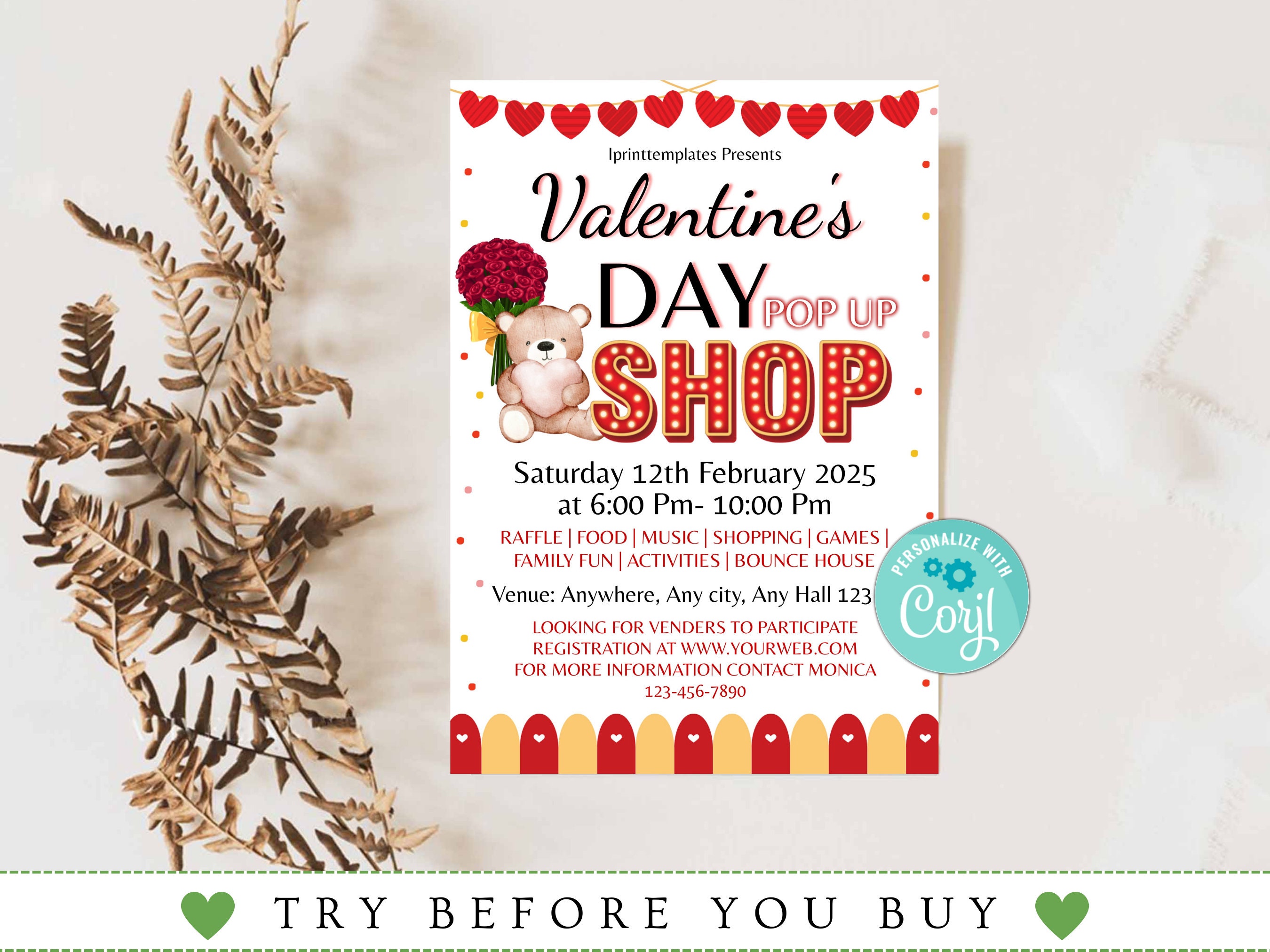 Valentine's Day Pop up Shop Flyer, Valentine's Day Shopping Flyer, Pop ...