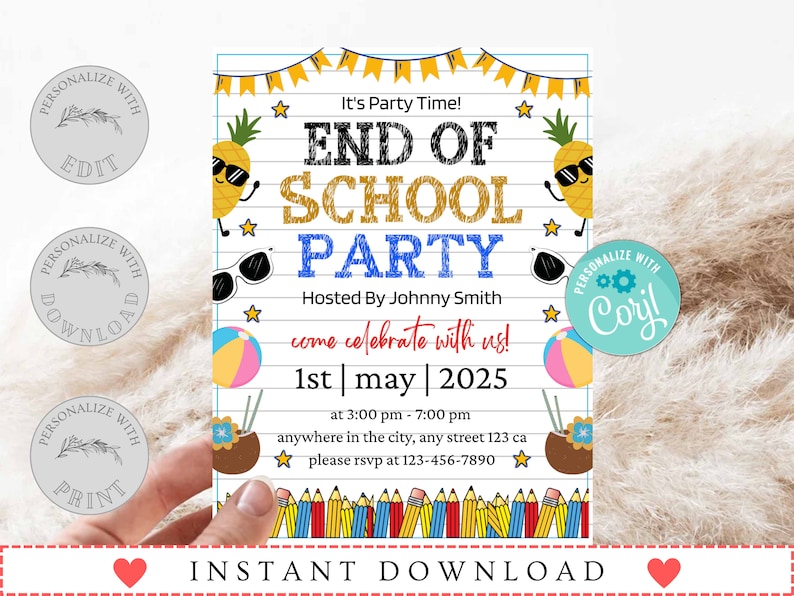 End of School Party Flyer, End of School Flyer, End of School Party ...