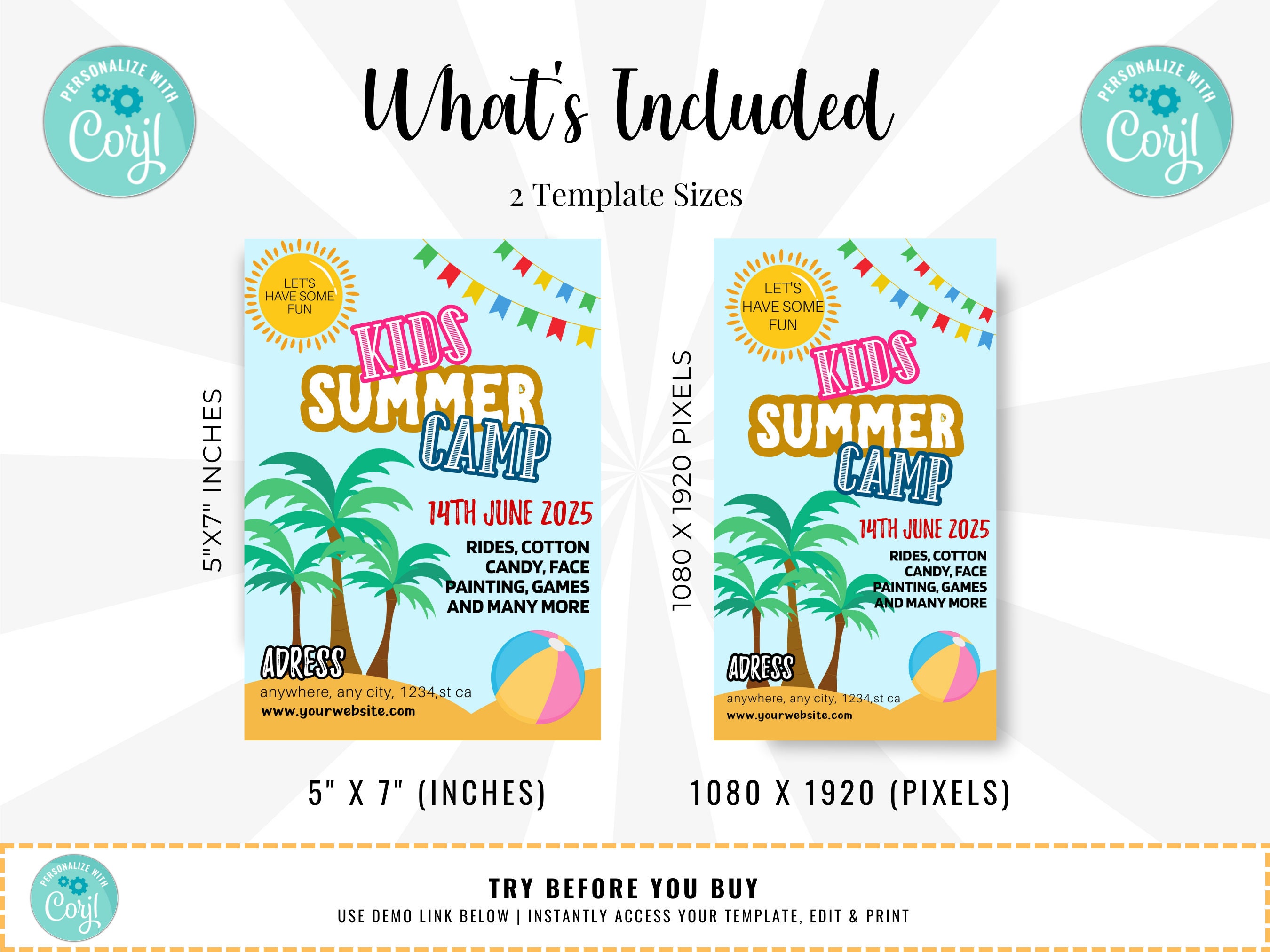 Editable Summer Camp Flyer Template, Kids Summer Camp Flyer Template ...