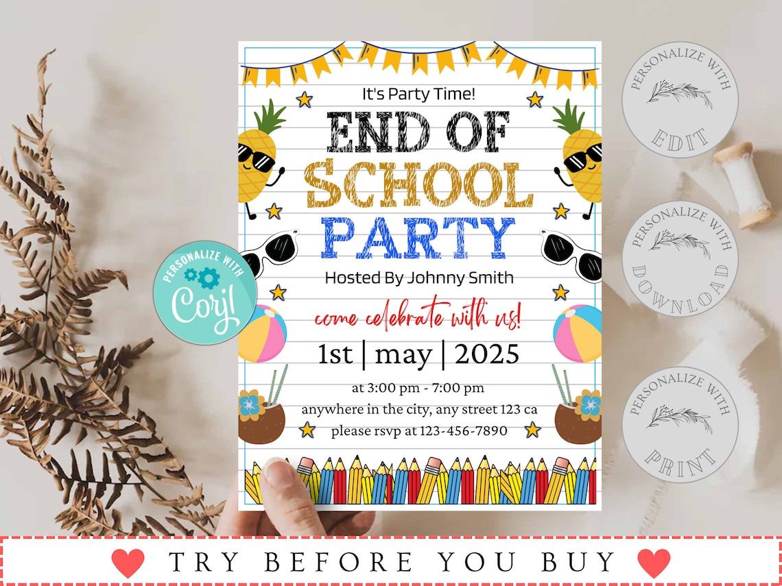 End of School Party Flyer, End of School Flyer, End of School Party ...