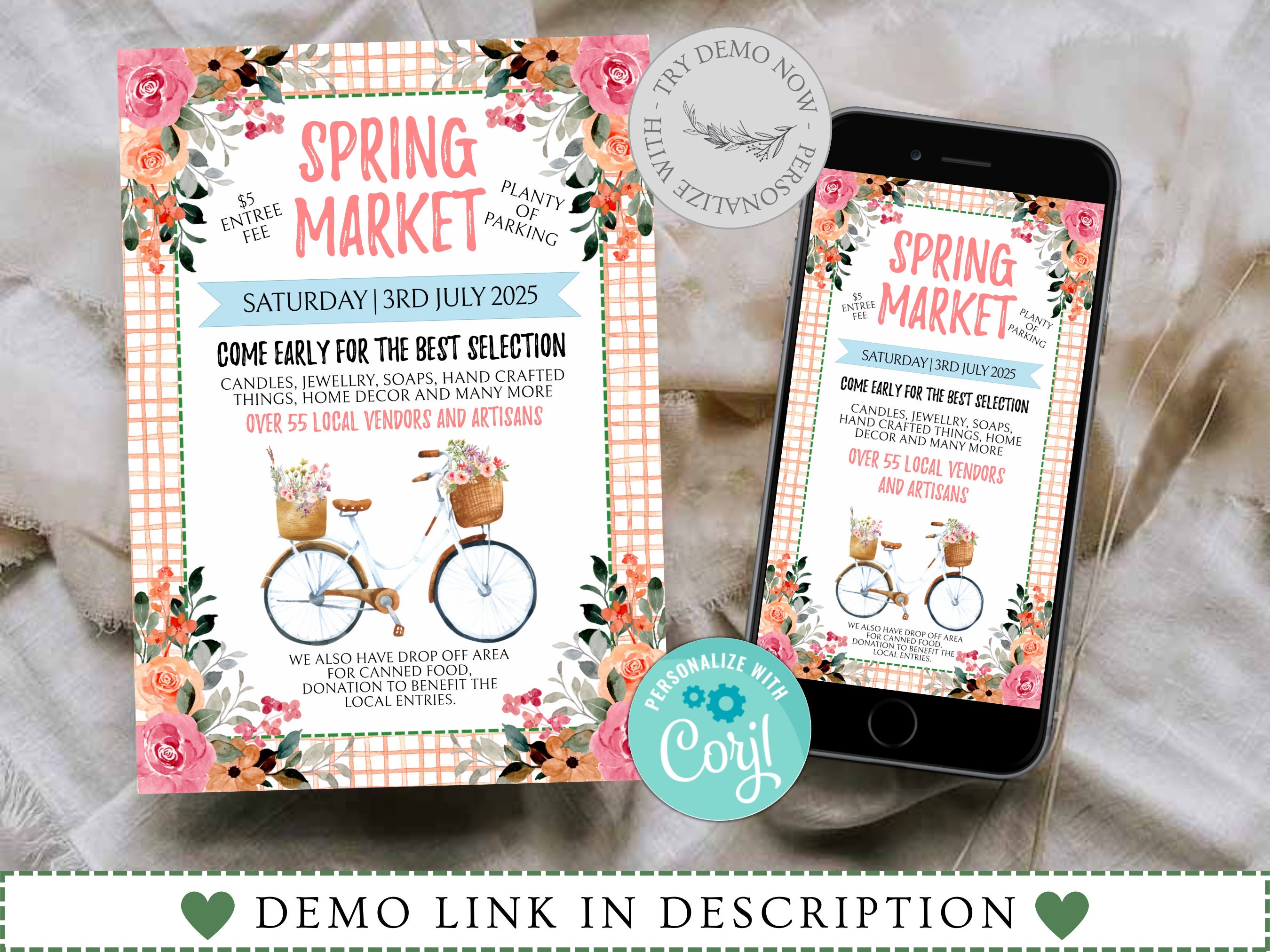Editable Spring Market Flyer Template, Editable Spring Flyer, Diy ...
