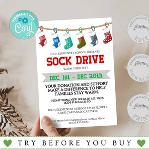 Winter Sock Drive Flyer Template, Sock Drive, Nonprofit Charity ...