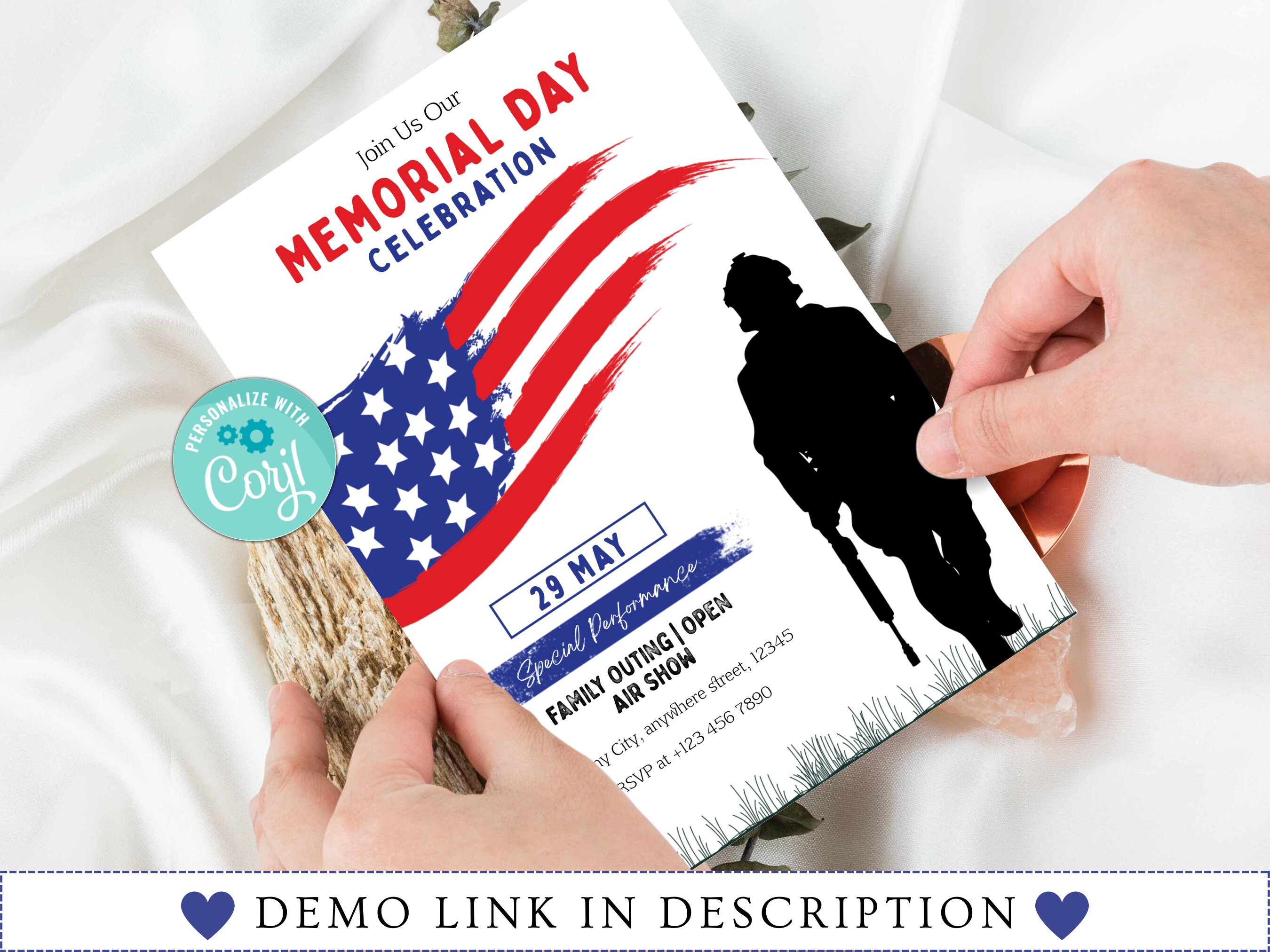 Memorial Day Celebration Invitation Template Memorial Day - Etsy