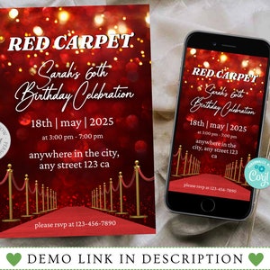 Red Carpet Invitation Template, Red Carpet Party, Red Carpet Birthday ...
